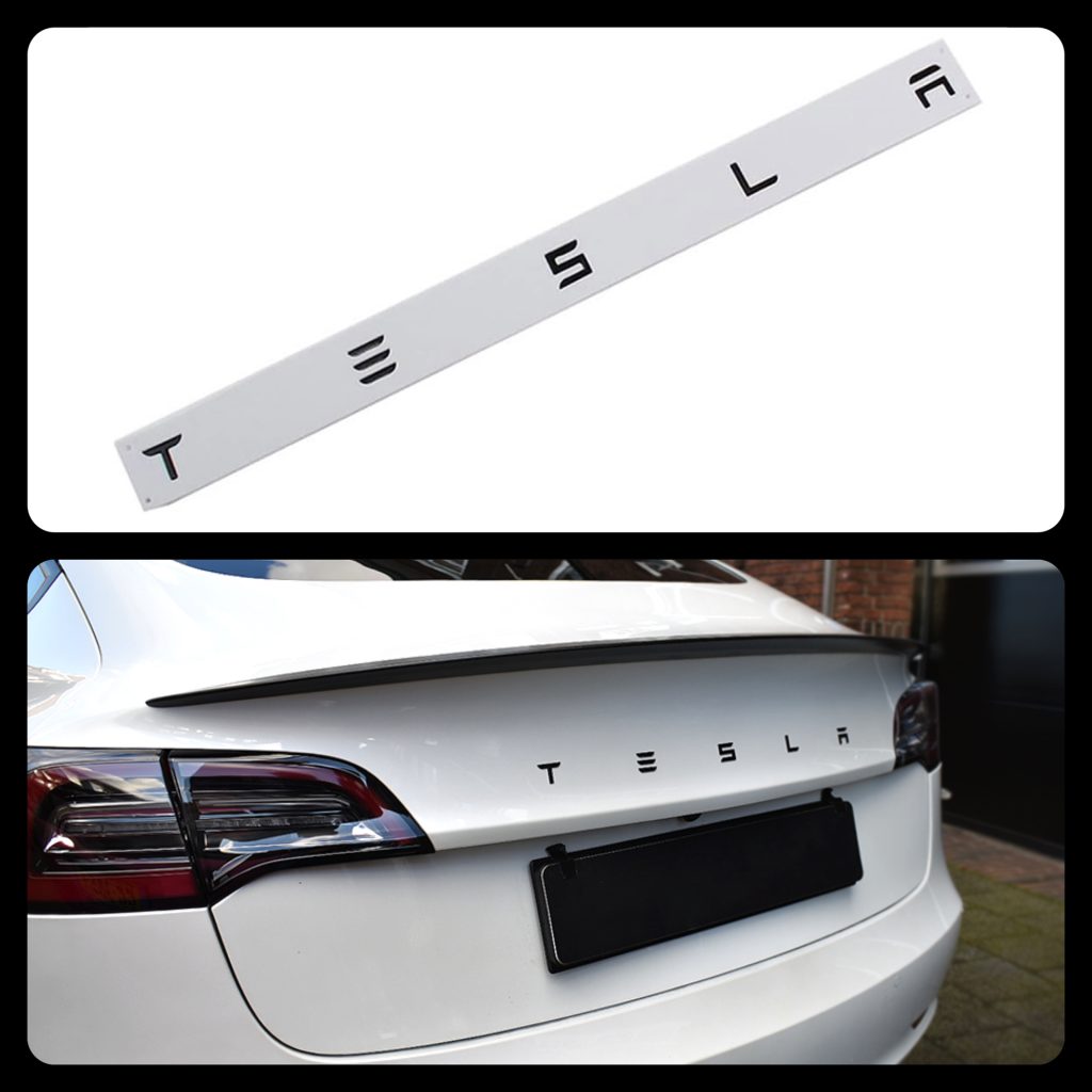 Tesla emblem - text emblem för alla tesla modeller
