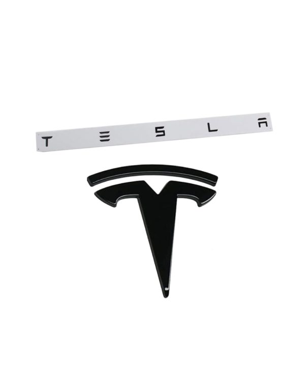 Black Tesla text plus emblem 2-pack for Model 3/Y - FordonsDesign